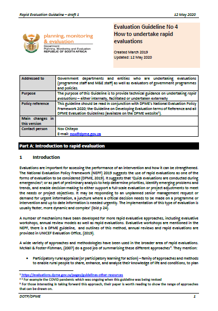 DPME Rapid Evaluation Guideline - Twende Mbele