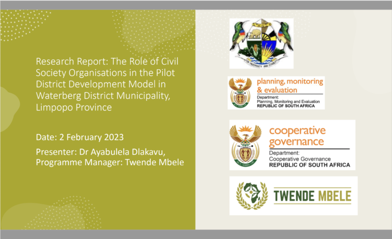 The Role of Civil Society Organisations in the Pilot District ...