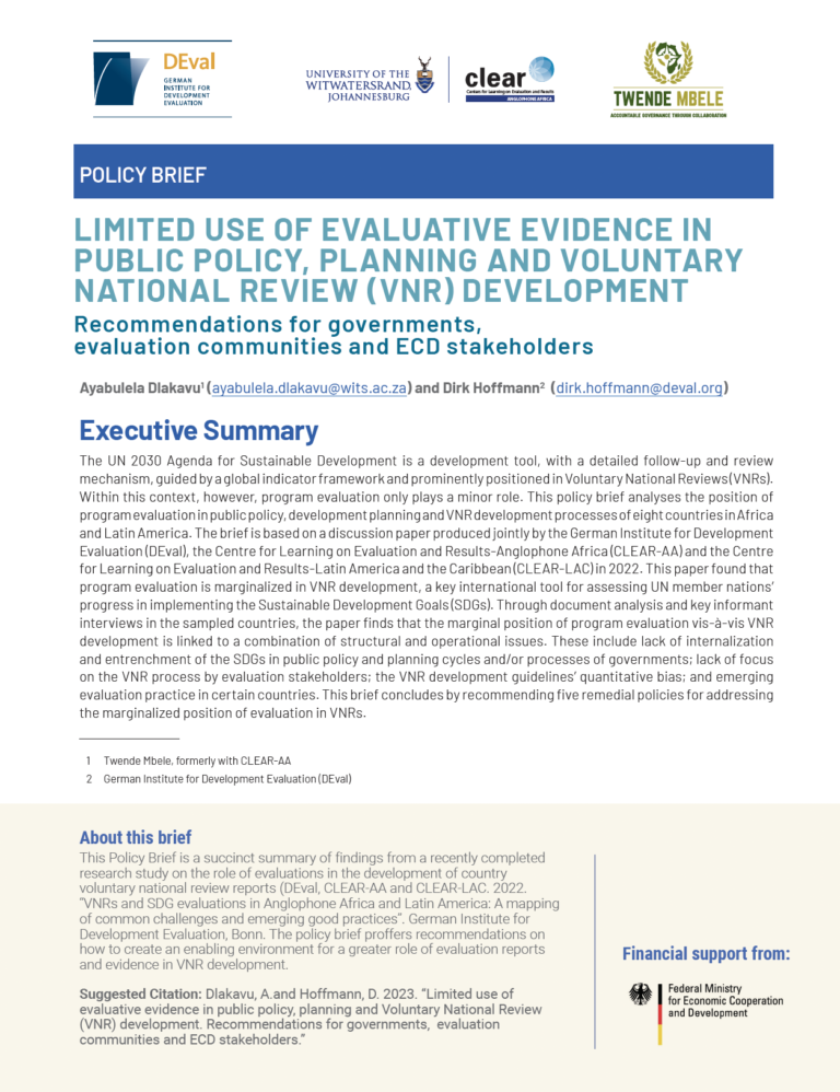Limited Use of Evaluative Evidence in Public Policy, Planning and ...